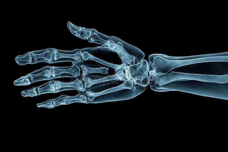 X-ray Image of a Human Hand, Showcasing the Skeletal Structure and Bone ...