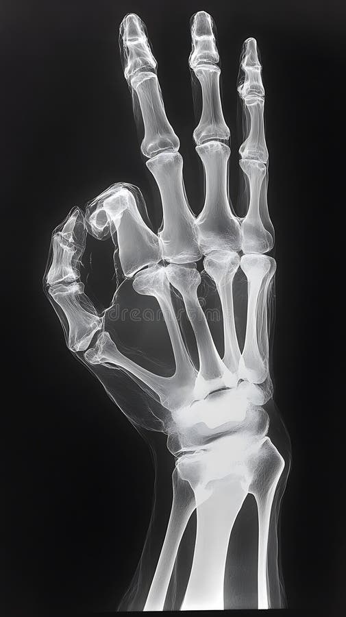 X-ray Image of a Human Hand Showing the Skeletal Structure. the Fingers ...