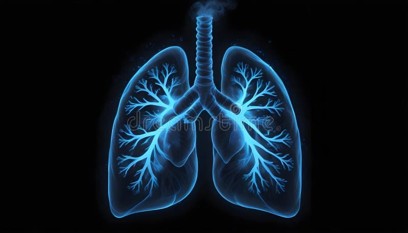X-ray Image of Human Lungs and Respiratory System Against a Dark ...