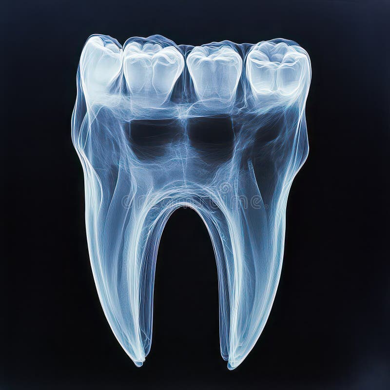 X-ray Image of Human Molar Teeth on Black Background Stock Illustration ...