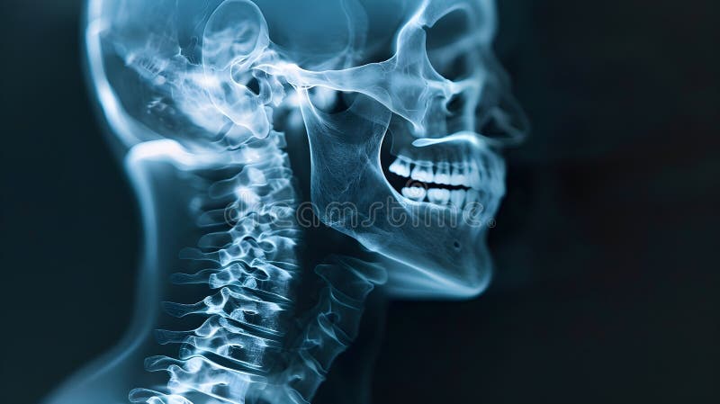 X-ray image of human neck stock illustration. Illustration of bone ...