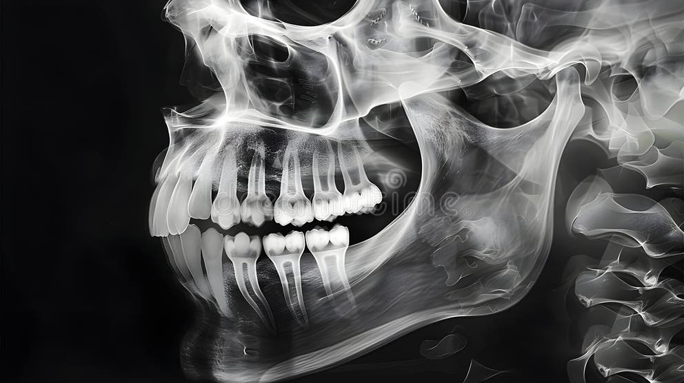 X-ray image of human teeth stock illustration. Illustration of radius ...