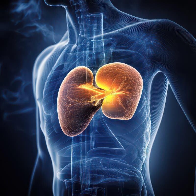 X-ray Image of Human Lung Organs on Black Background. Stock ...