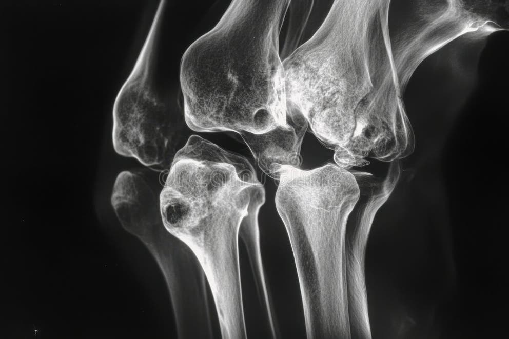 X-ray Image of a Knee Joint Showing Bones and Cartilage Structure Stock ...