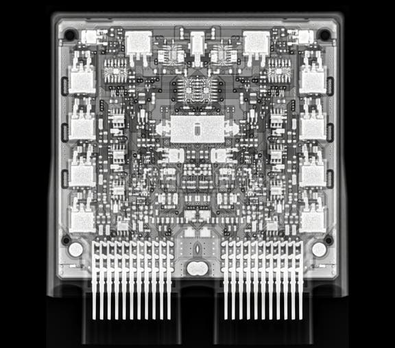 X-ray Image of Mother Board of Engine Control Unit or ECU in Motorcycle ...