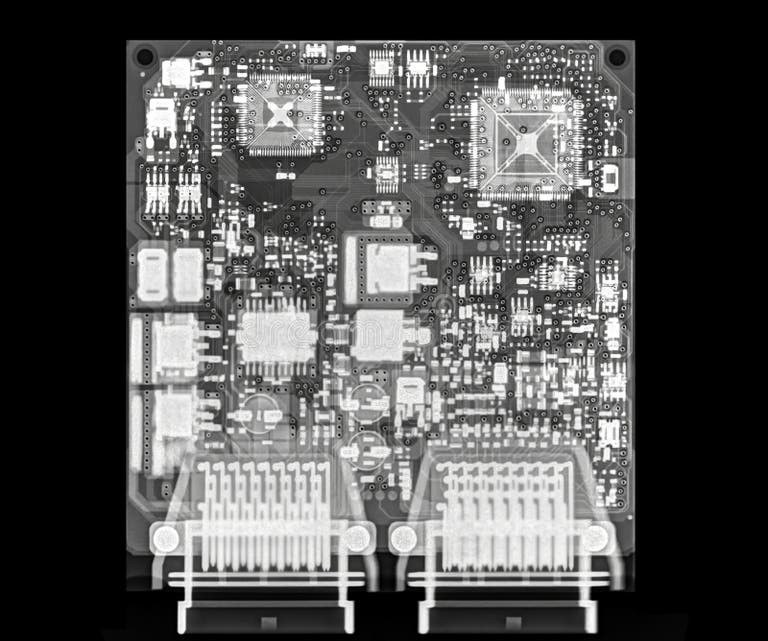 X-ray Image of Mother Board of Engine Control Unit or ECU in Motorcycle ...