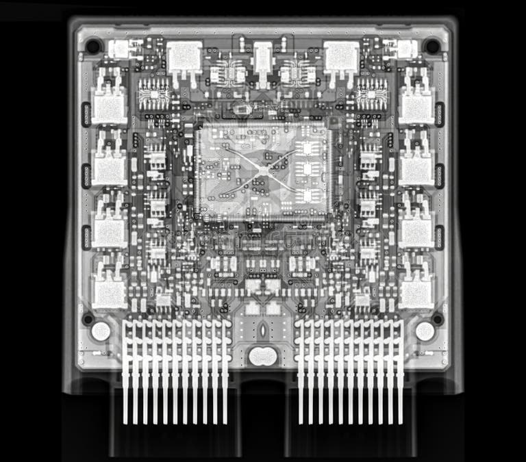 X-ray Image of Mother Board of Engine Control Unit or ECU in Motorcycle ...