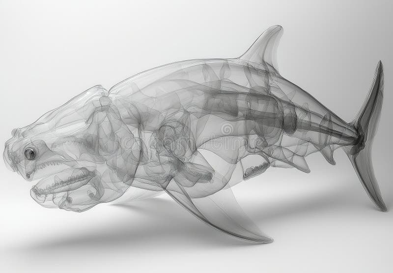 X-ray Image of Shark Organs Structure on a White Background. Stock ...