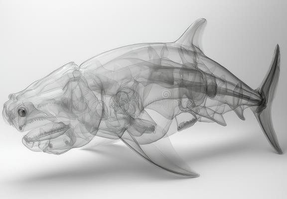 X-ray Image of Shark Organs Structure on a White Background. Stock ...