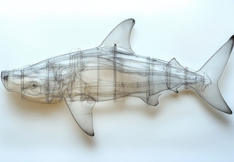 X-ray Image of Shark Organs Structure on a White Background. Stock ...