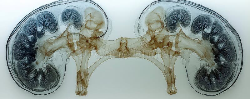 X-ray Image Showing Anatomical Details of Human Kidneys and Skeletal ...