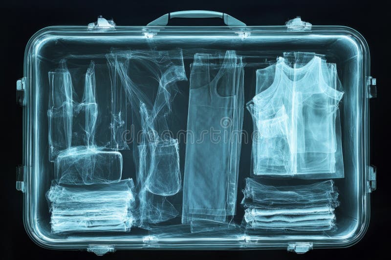 X-ray Image Showing Neatly Packed Clothes Inside a Suitcase Stock Image ...