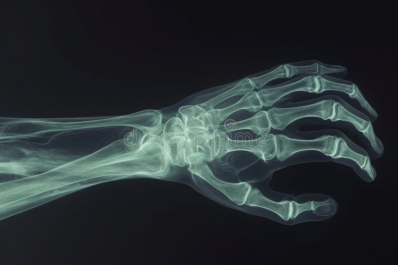 An X-ray Image Showing the Skeletal Structure of a Hand with a ...