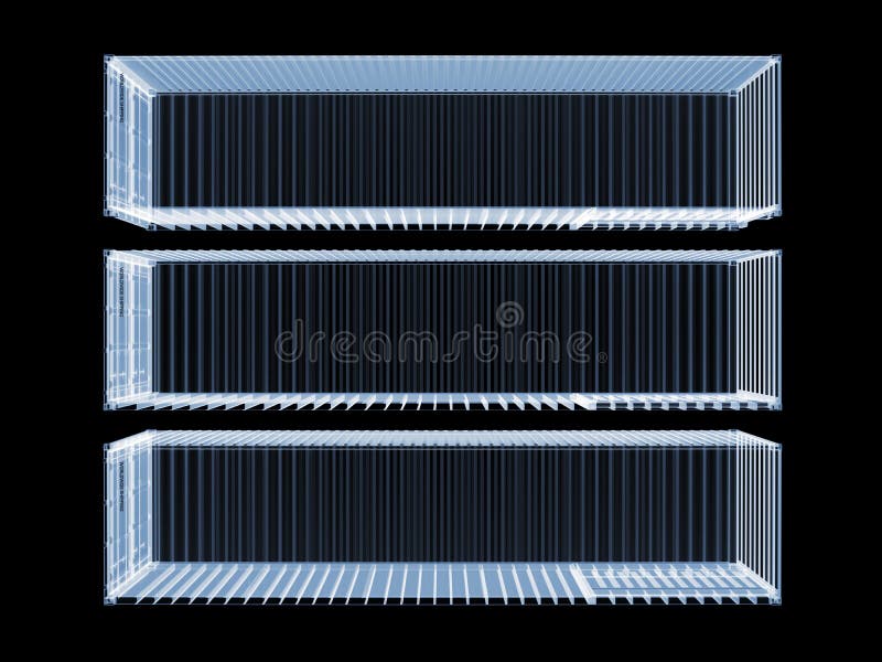 X-ray Image of Three Empty Cargo Containers from a Side. Stock ...