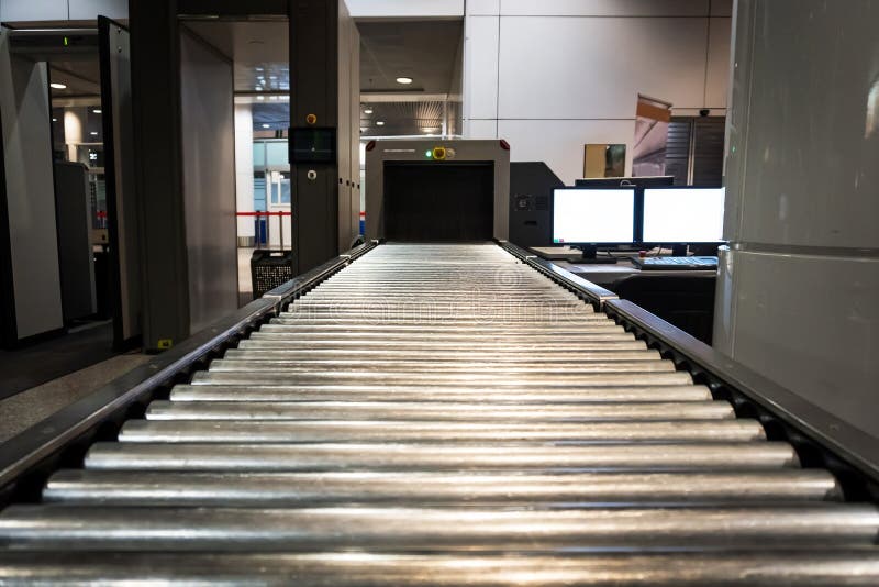 X-ray Machine at the Airport Check-in Counter. Stock Photo - Image of ...