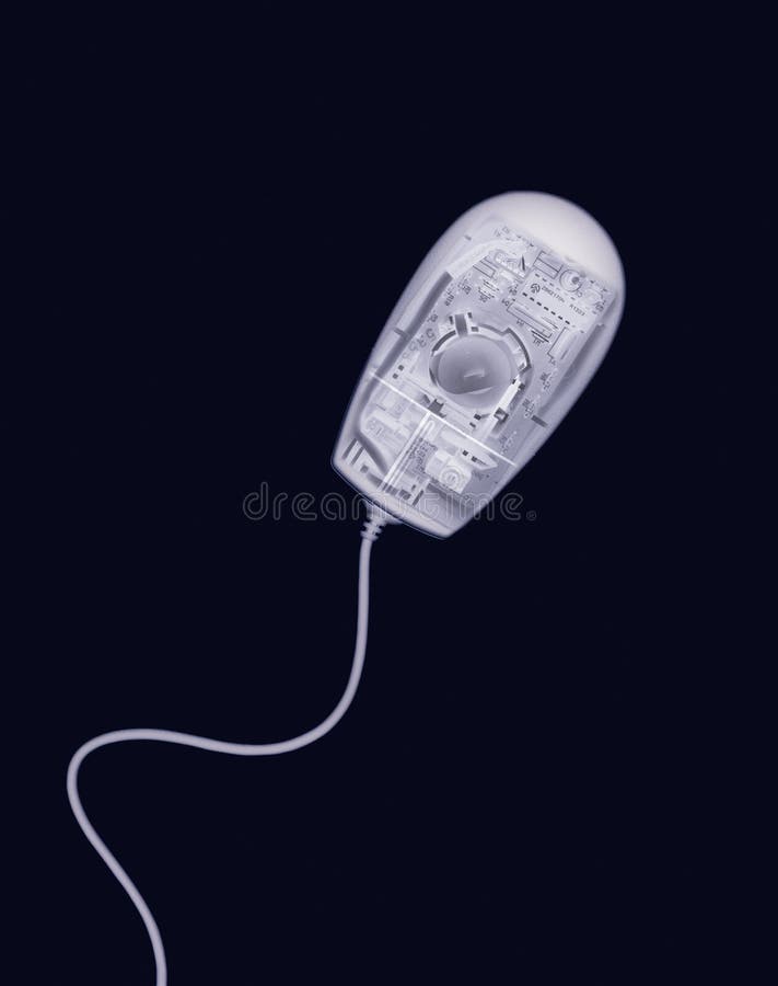 X RAY PHOTOGRAPHIC IMAGE of COMPUTER MOUSE on BLACK BACKGROUND Stock ...