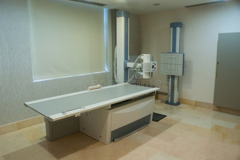 X-ray Room, X-ray Unit Room, Bed in the Clinic Stock Image - Image of ...