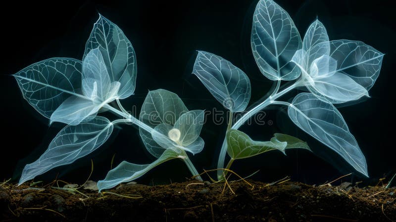 X-ray Scan of a Potted Plant, Highlighting the Roots Spreading through ...