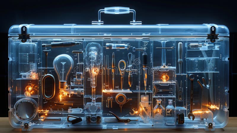 X-ray Scan of a Toolbox, Showcasing the Arrangement of Tools and ...