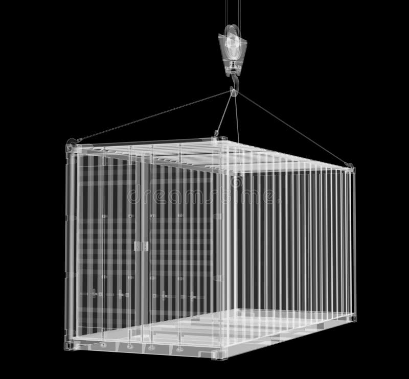X-ray Shipping Container Isolated on Black Stock Illustration ...