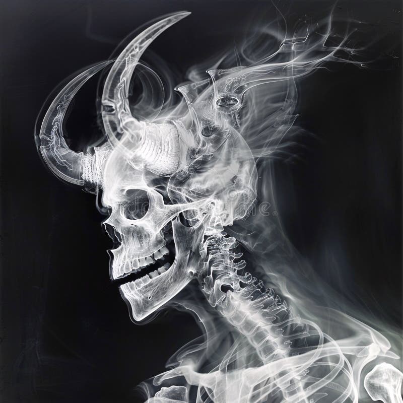 X-ray of a Skeletal Demon Haunting, Halloween Stock Illustration ...