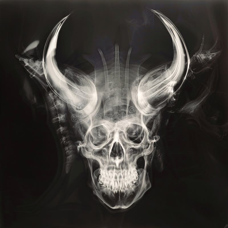 X-ray of a Skeletal Demon Haunting, Halloween Stock Illustration ...