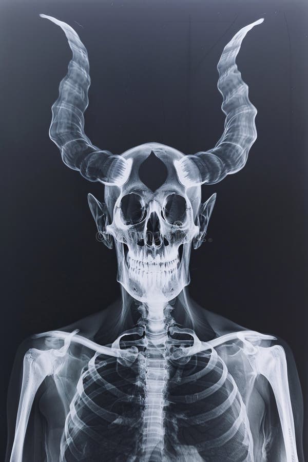 X-ray of a Skeletal Demon Haunting, Halloween Stock Illustration ...
