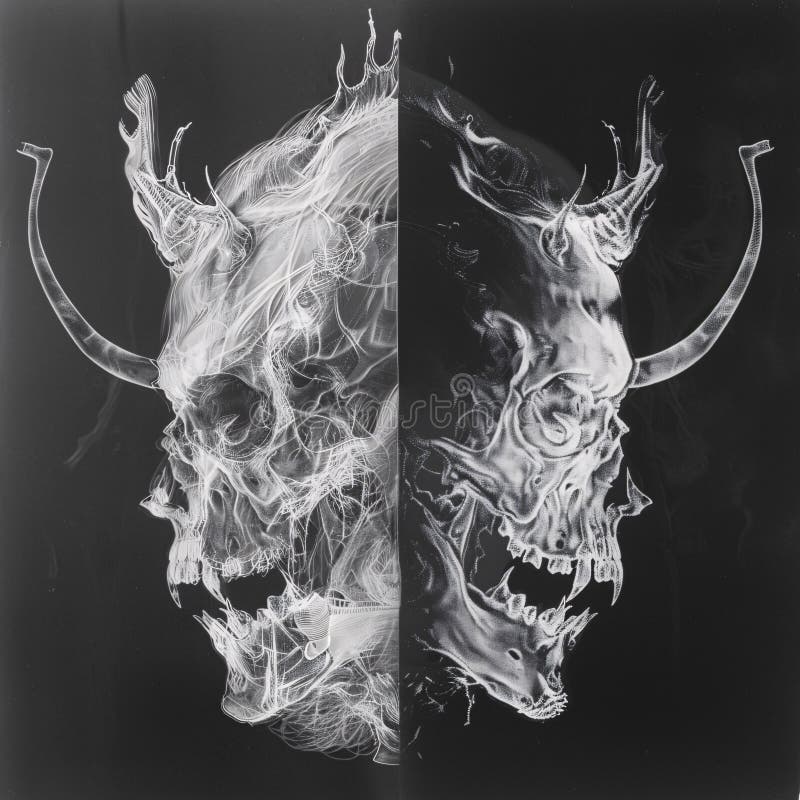 X-ray of a Skeletal Demon Haunting, Halloween Stock Illustration ...