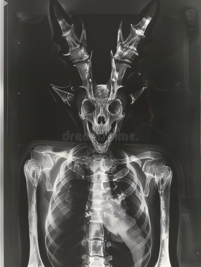 X-ray of a Skeletal Demon Haunting, Halloween Stock Illustration ...