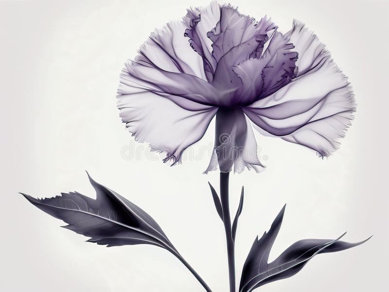 X-ray Style Image Delicate Carnation, Floral Structure, White and ...
