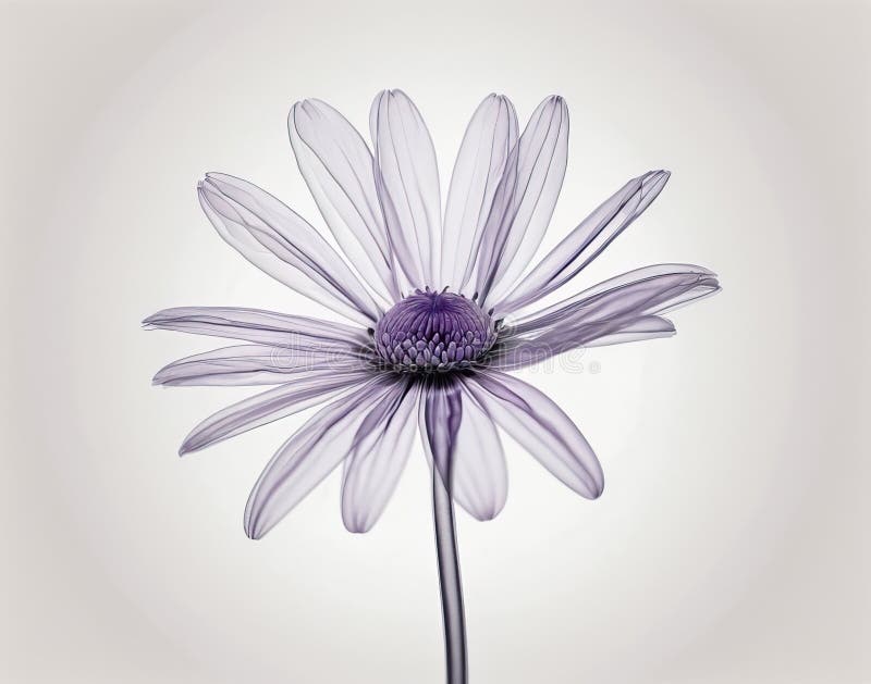 X-ray Style Image of Delicate Daisy, Floral Structure, White, Violet ...