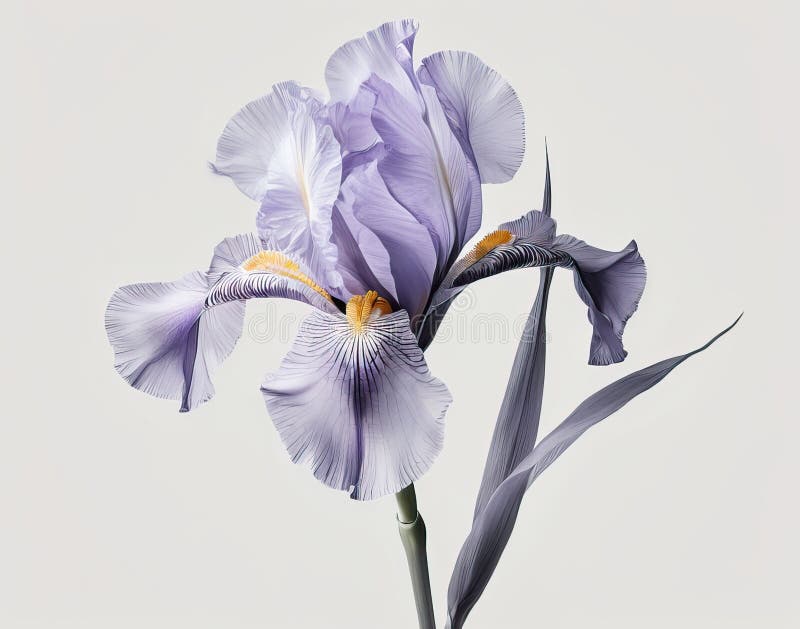 X-ray Style Image Delicate Iris, Showcasing Floral Structure, White ...