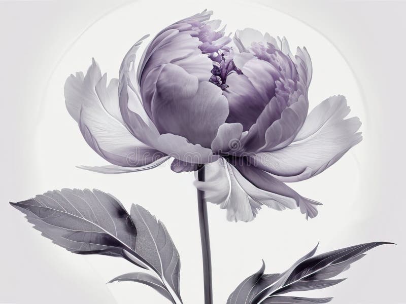 X-ray Style Image of Delicate Peony, Showcasing Detailed Floral ...