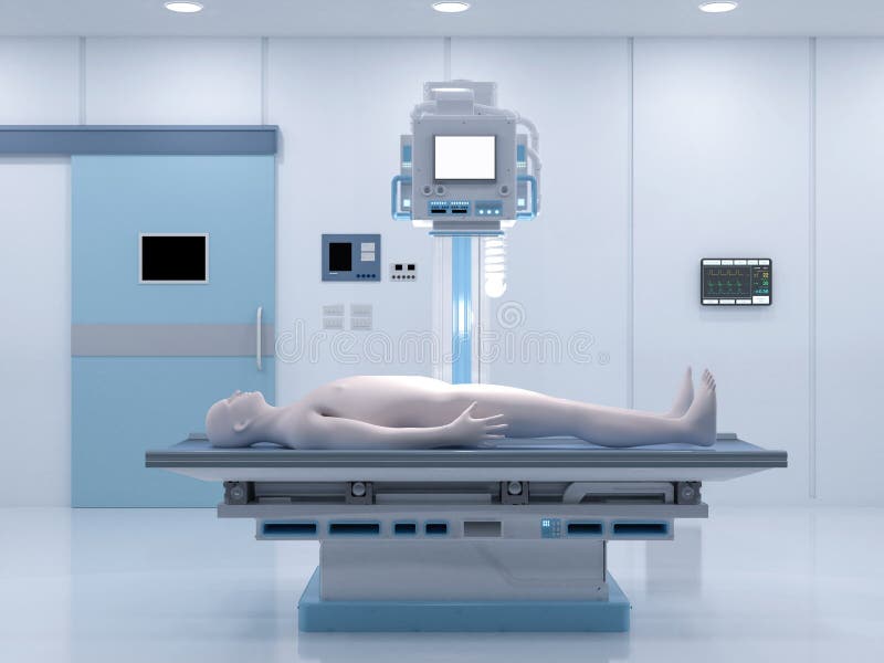 X-ray Treatment with X-ray Scanner Machine and Model Patient Stock ...
