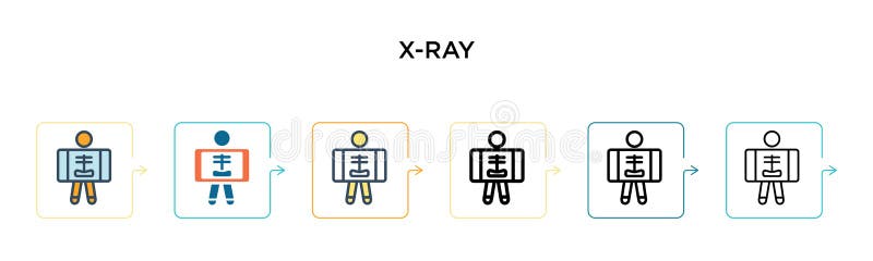 X-ray Vector Icon in 6 Different Modern Styles. Black, Two Colored X ...