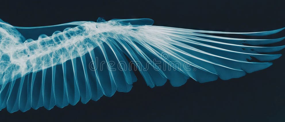 X-ray View of Bird Wing Bones Showcasing Lightweight Structure and ...
