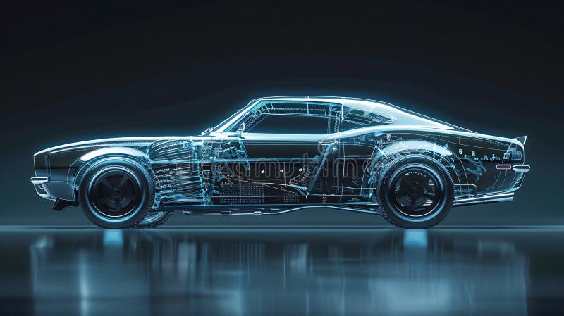 X-Ray View of Classic Car Engineering, Displaying Internal Mechanics ...