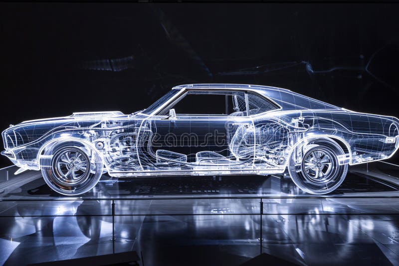 X-Ray View of Classic Car Engineering, Displaying Internal Mechanics ...