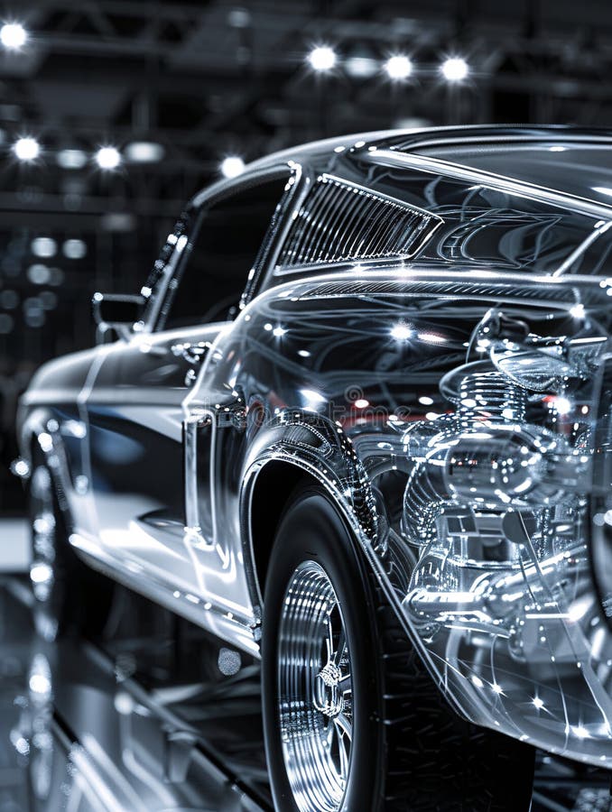 X-Ray View of Classic Car Engineering, Displaying Internal Mechanics ...