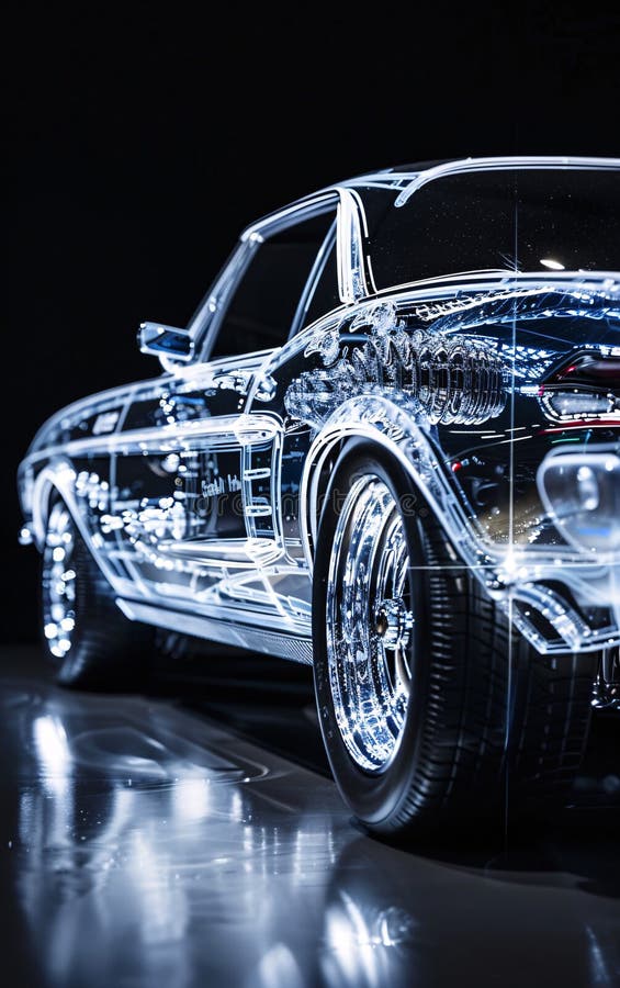 X-Ray View of Classic Car Engineering, Displaying Internal Mechanics ...