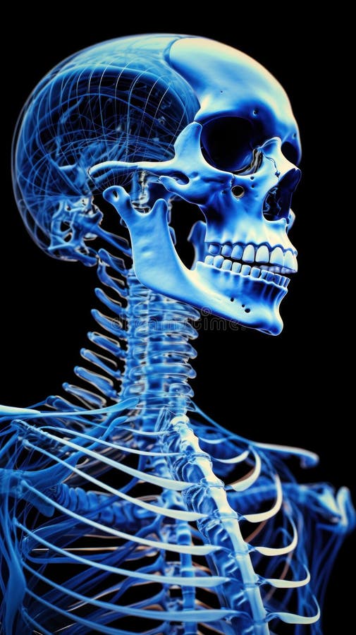 X-Ray View of Human Skull and Cervical Spine Stock Illustration ...