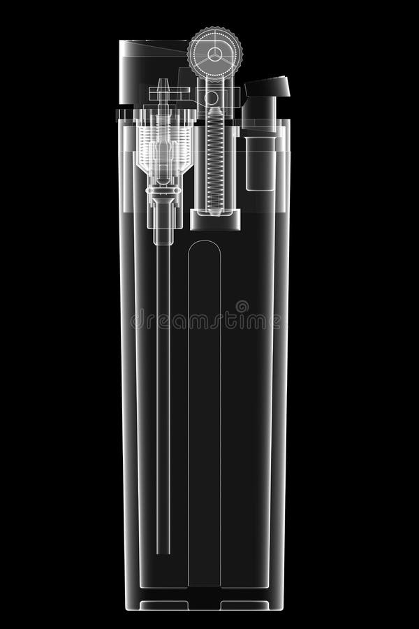 X-ray View of Lighter Isolated on Black Background Stock Illustration ...