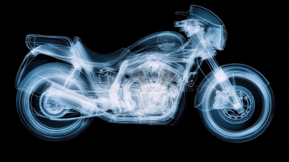 X-ray View of Motorcycle Structure Stock Illustration - Illustration of ...