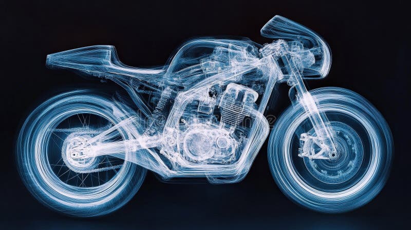 X-Ray View of Motorcycle Structure Stock Illustration - Illustration of ...