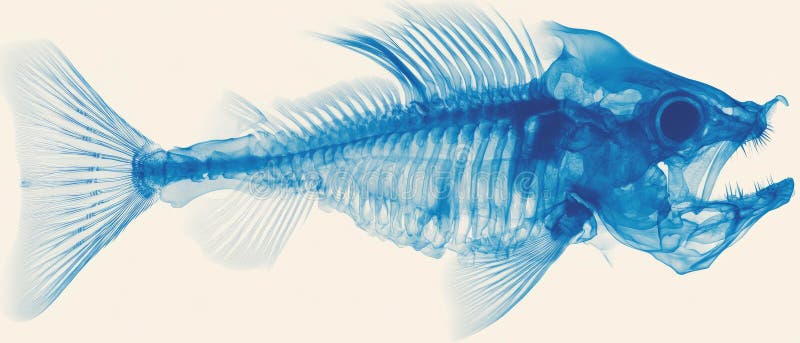 X-ray View Revealing Intricate Fish Skeleton and Sharp Spines in ...