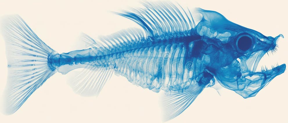 X-ray View Revealing Intricate Fish Skeleton and Sharp Spines in ...
