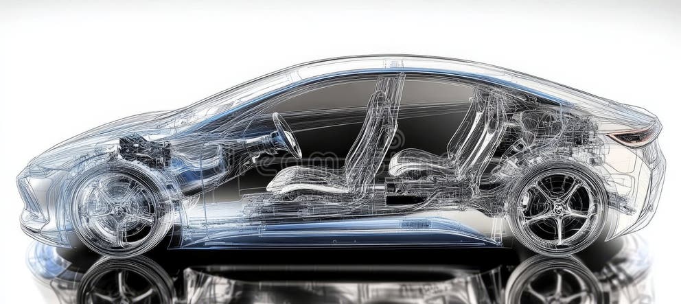 X-Ray View Showing the Internal Framework, Engine, and Structure of a ...