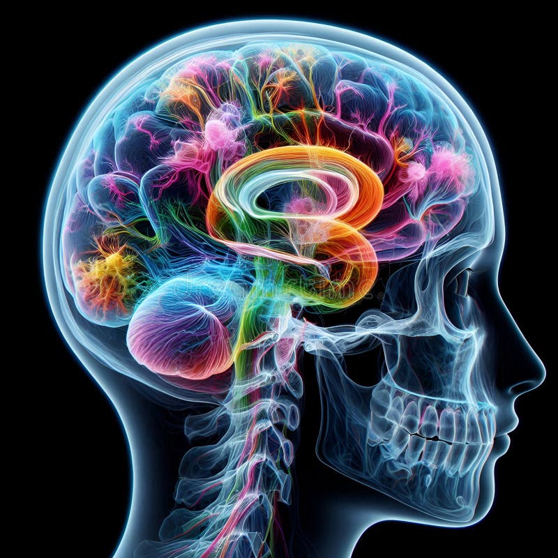 X-Ray Visualization of the Brain, Generative AI. Stock Photo - Image of ...