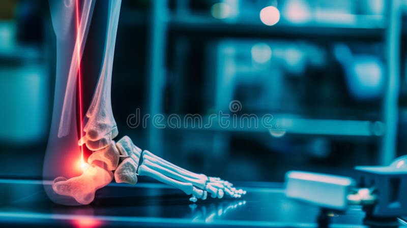X-ray Visualization of a Foot with Highlighted Bone Injury Stock Photo ...