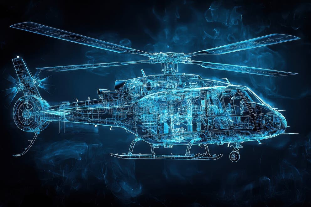 X-ray Visualization of a Helicopter Showcasing Intricate Structural ...